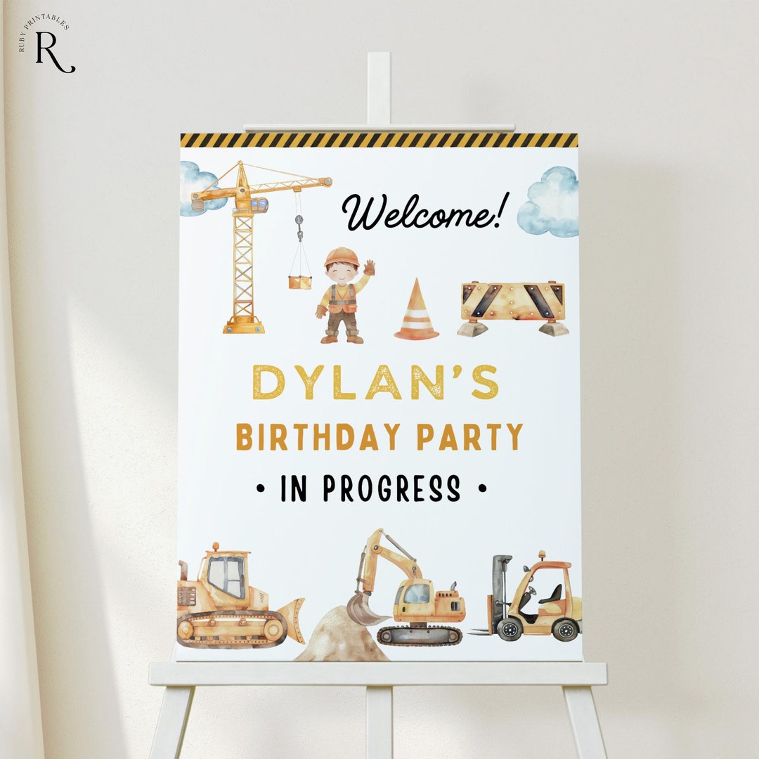 Editable Construction Welcome Sign, Constructions Birthday Party in ...