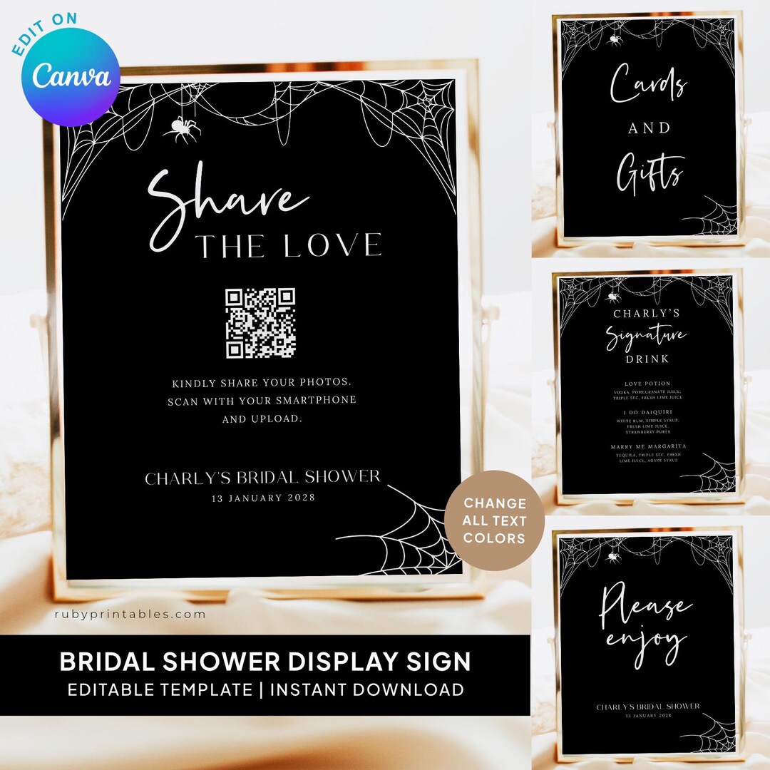 16 Bridal Shower Signs Template: Spooky Halloween Signature Drink Menu ...