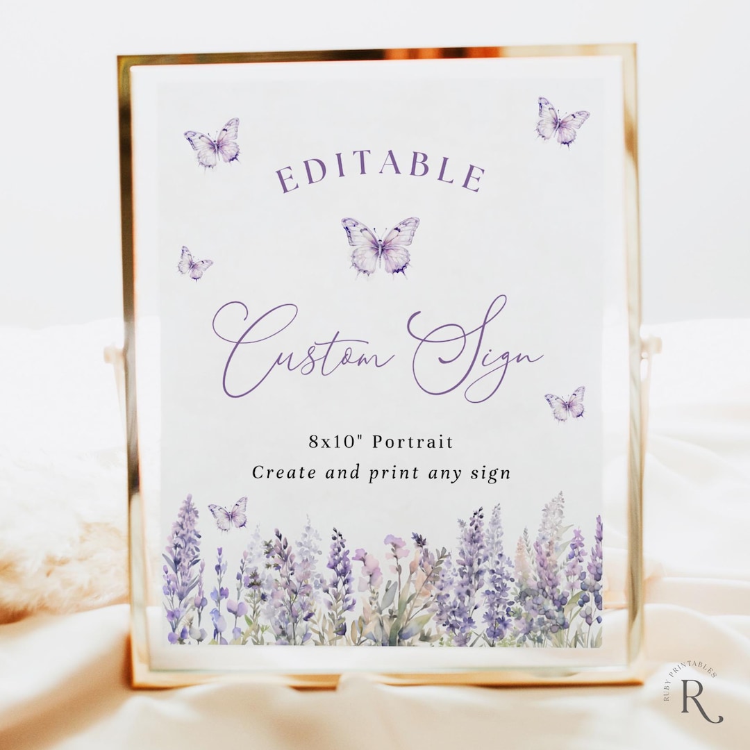 Butterfly Editable Sign Template, Butterflies Sign, 8x10 Sign, A ...