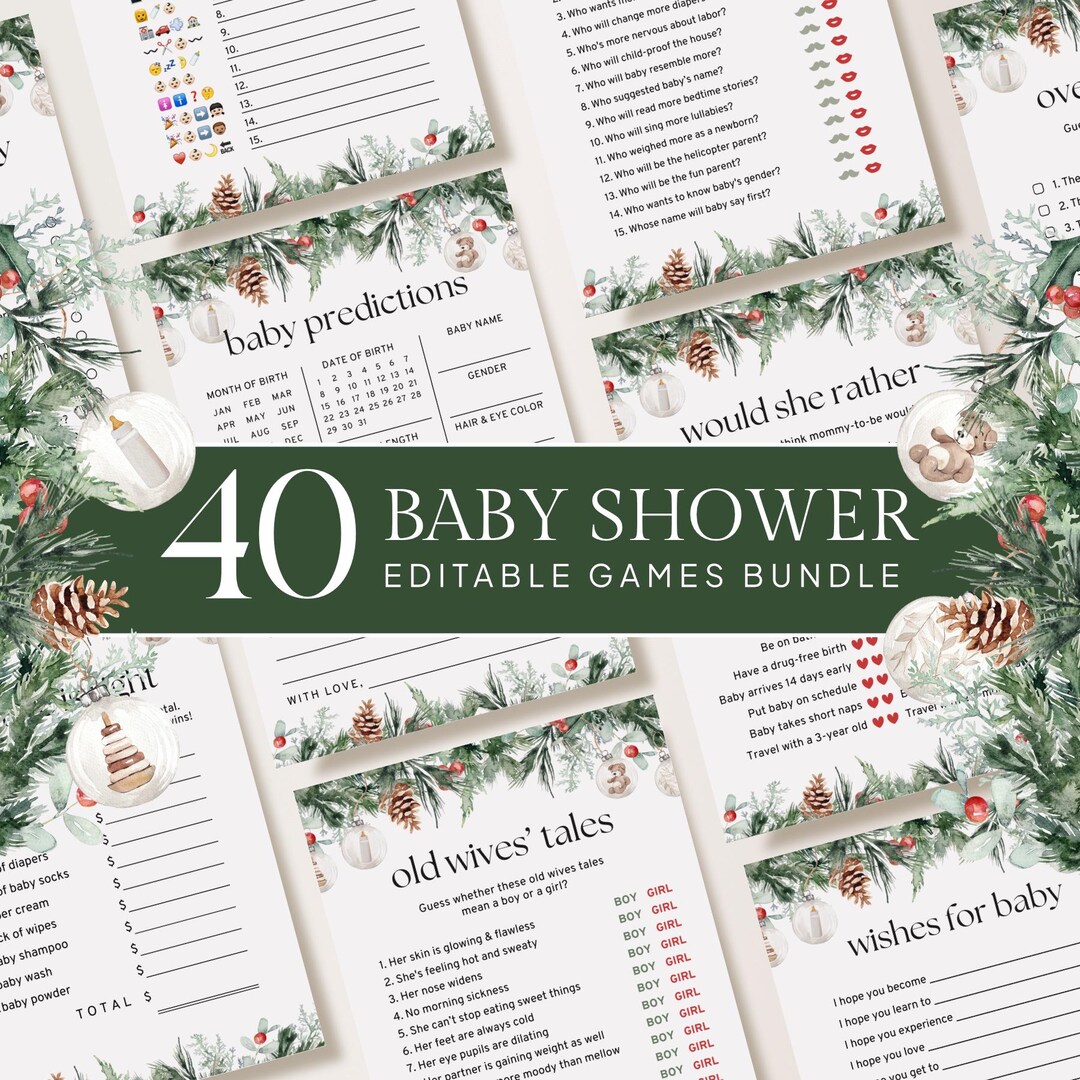 Editable Baby Shower Games Bundle, A Merry Little Baby Shower ...