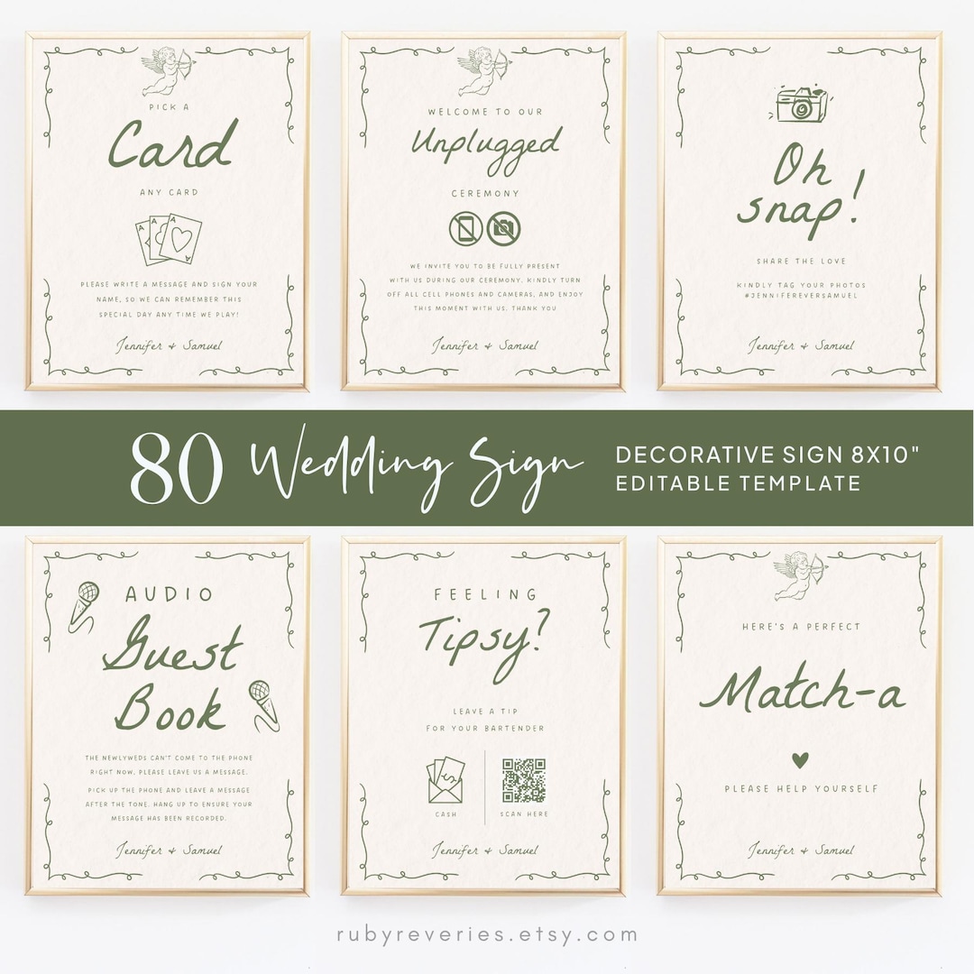Wedding Sign Bundle Editable Template Decor Sign, Reception Table Sign ...