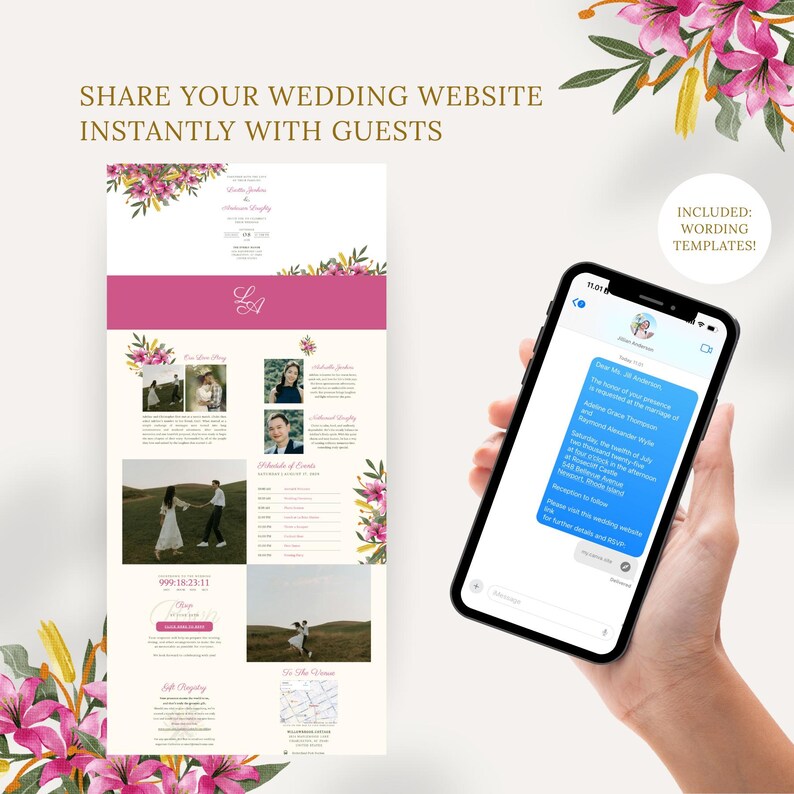 Editable Wedding Website Invitation Template With RSVP: Custom Website ...