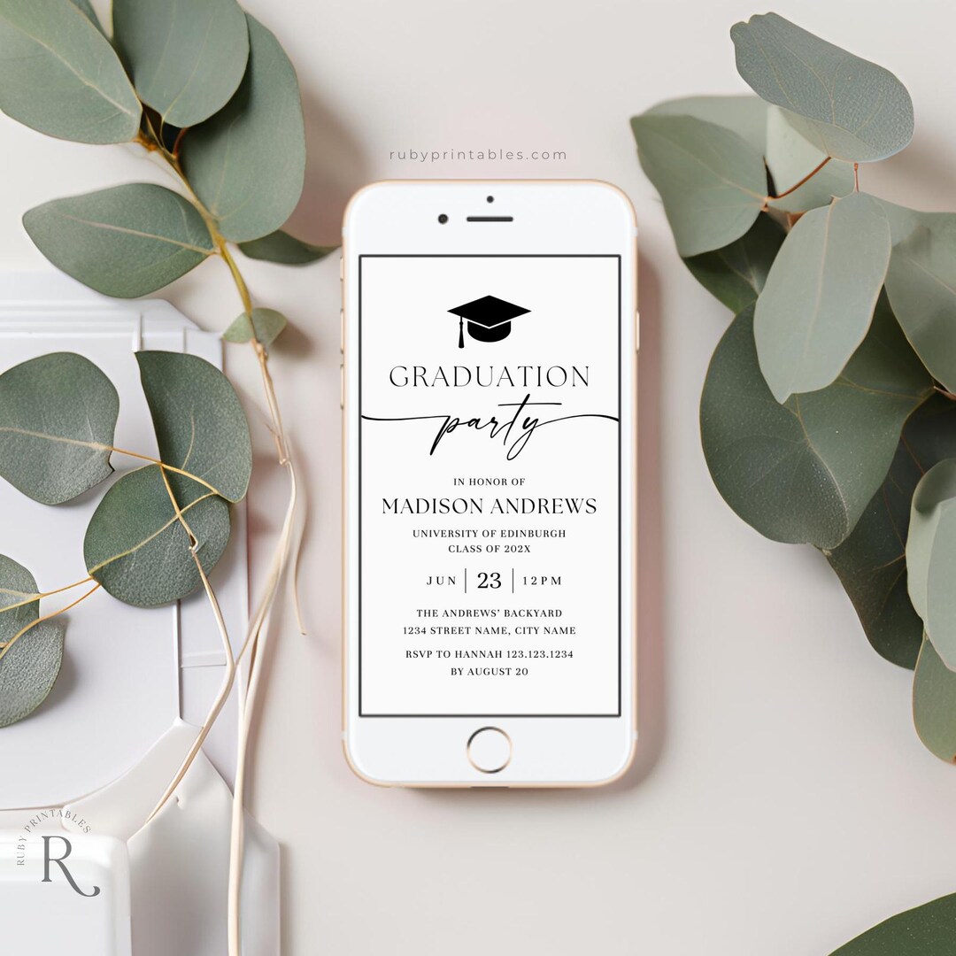 Minimal Graduation Party Electronic Invitation Template, Modern ...
