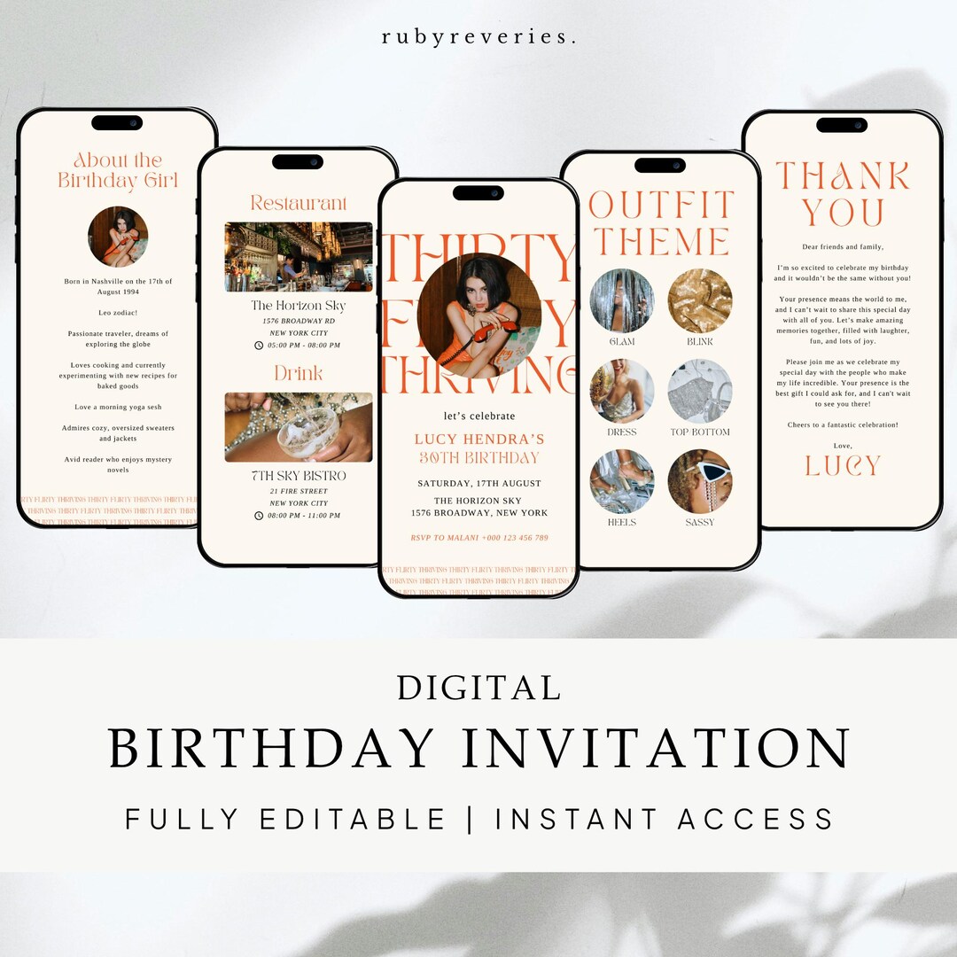 Retro Funky 30th Birthday Invitation Template: Editable E-invite ...