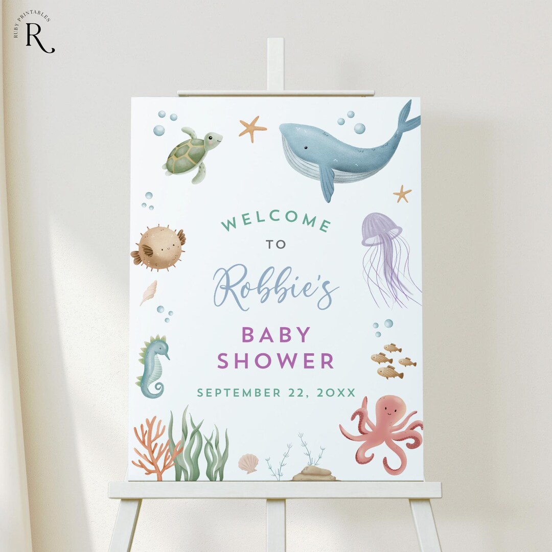 Buy Editable Under the Sea Welcome Sign, Ocean Welcome Sign Template ...