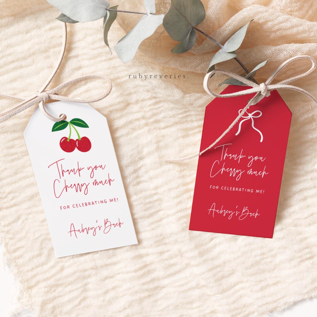 Editable Cherry Thank You Tag Template: Bachelorette, Shower Favors ...