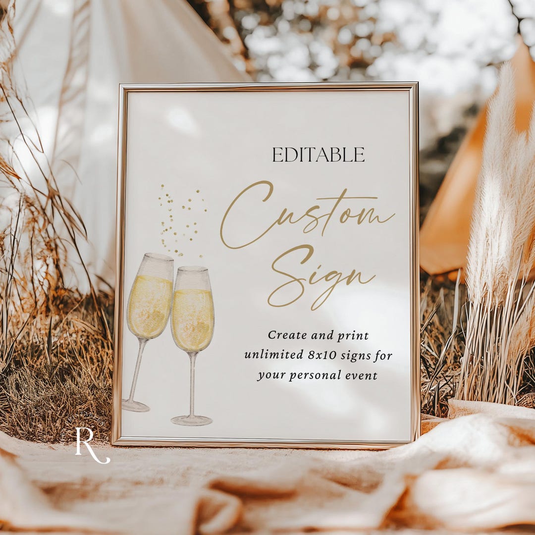Champagne Clink Sign Template: Editable Party Decor (digital Download ...