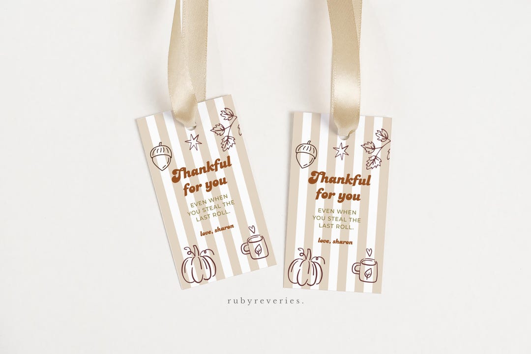 Thanksgiving Thank You Tags Editable Template, Thankful Label Gift ...
