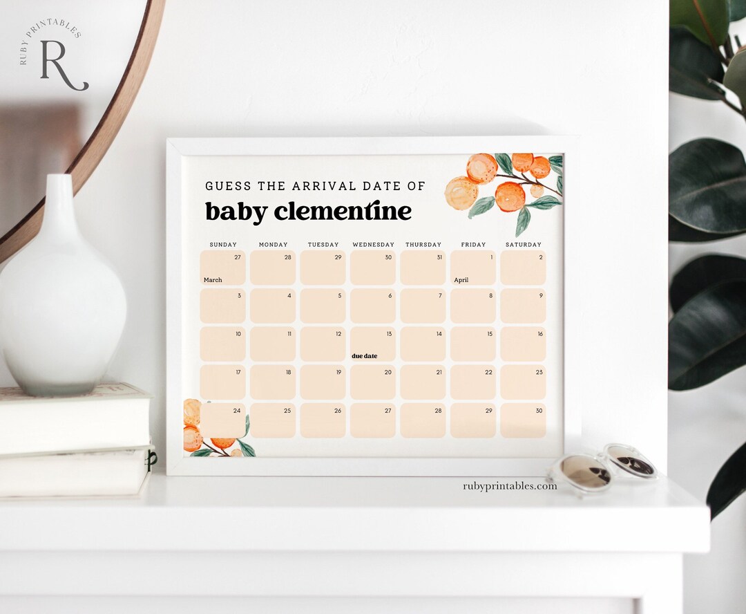 Little Cutie Due Date Calendar, Guess Baby Arrival Date, Orange Fruit ...