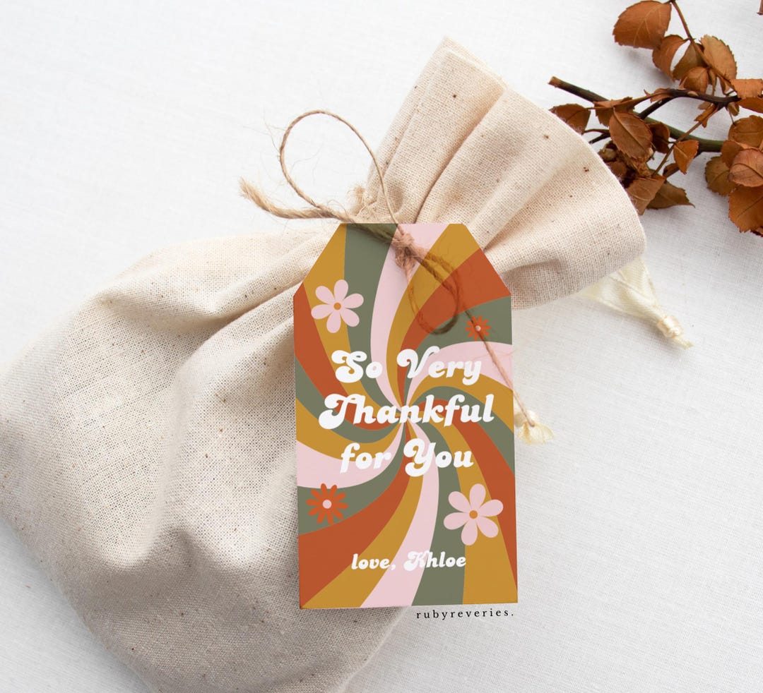 Editable Thanksgiving Thank You Tags Template, Thankful Label, Gift Tag ...