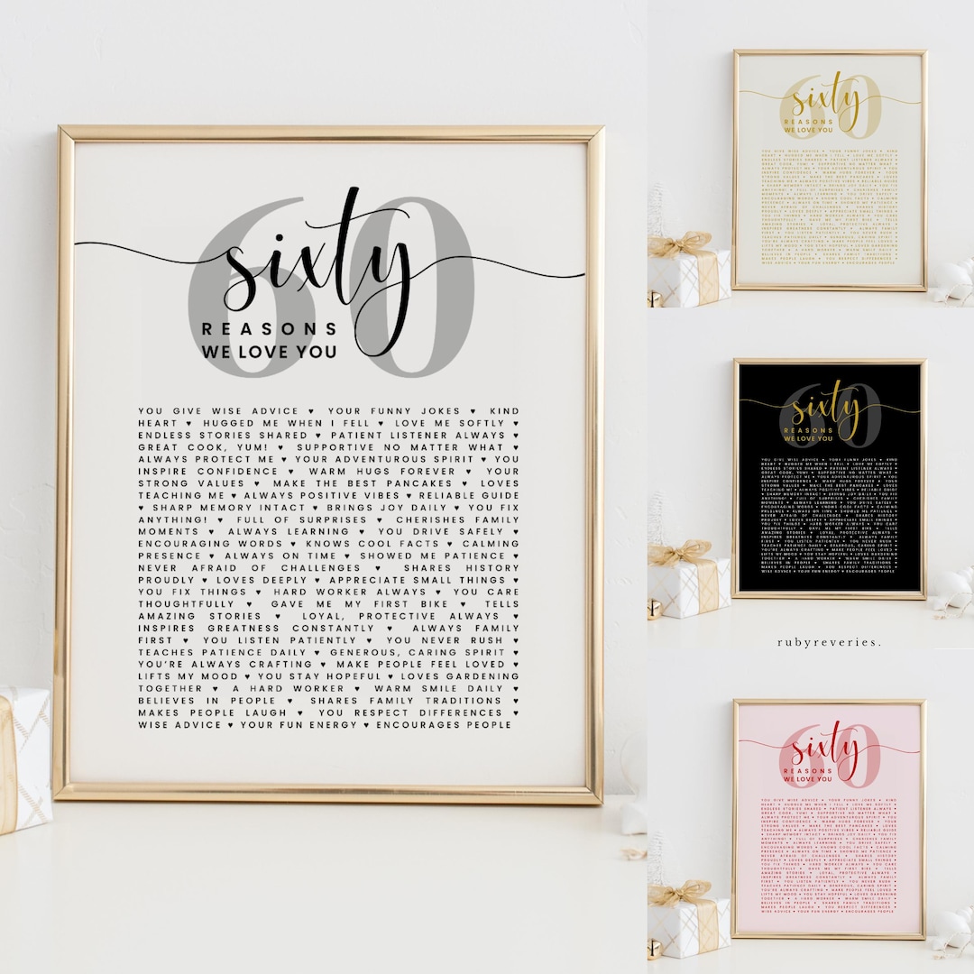60 Things We Love About You Template, 60 Reasons We Love You Guestbook ...