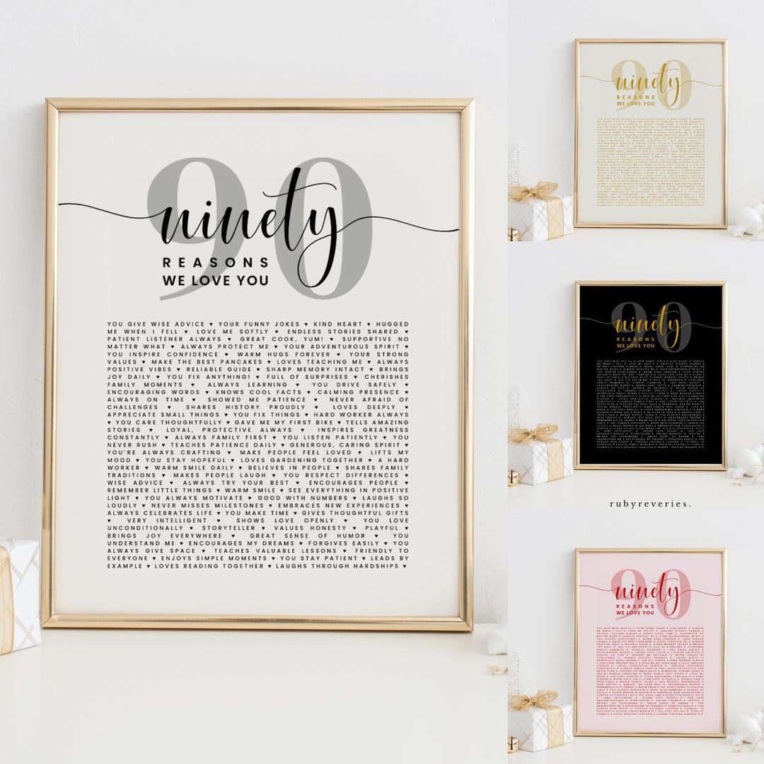 90 Things We Love About You Template, 90 Reasons We Love You, DIY ...
