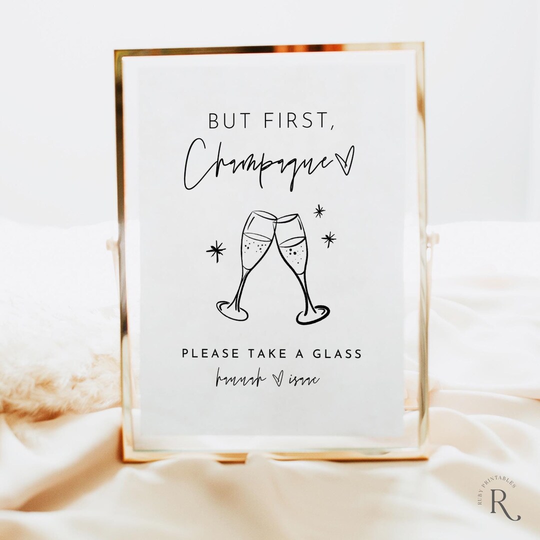 Editable but First Champagne Sign, Champagne Sign Template, Wedding ...