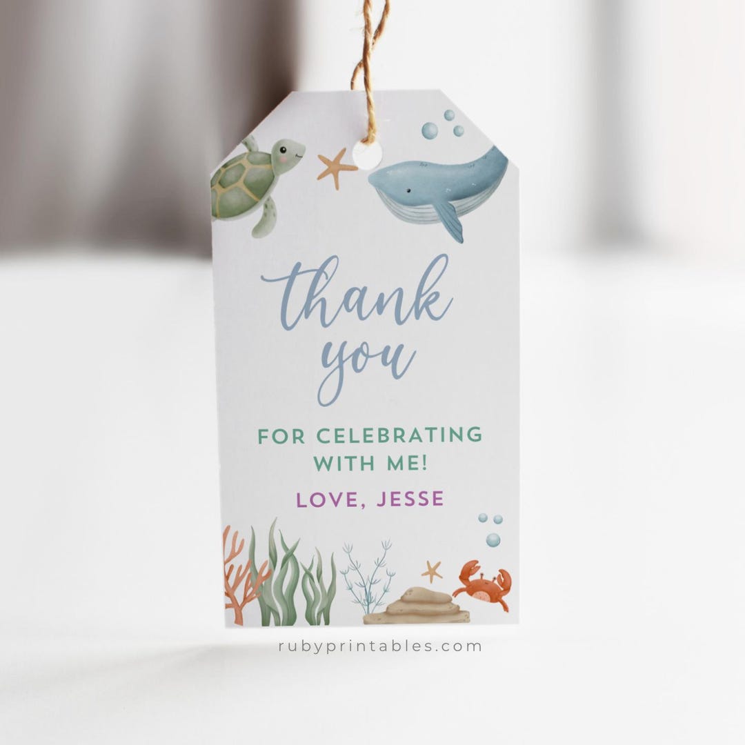 Editable Under the Sea Favor Tag, Custom Ocean Tag, Baby Shower Tag ...