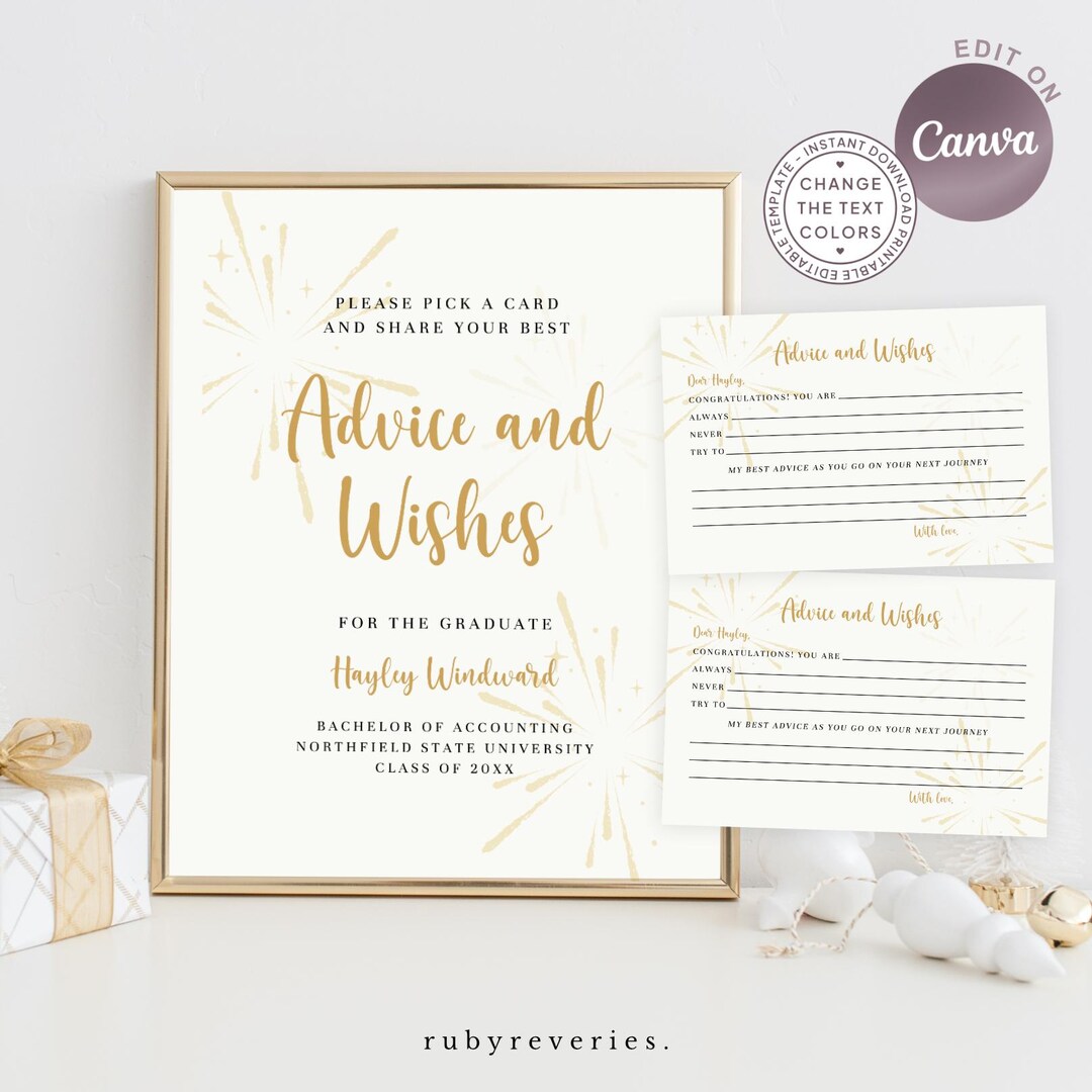 Graduation Advice and Wishes for Graduate Printable Graduation Gift ...