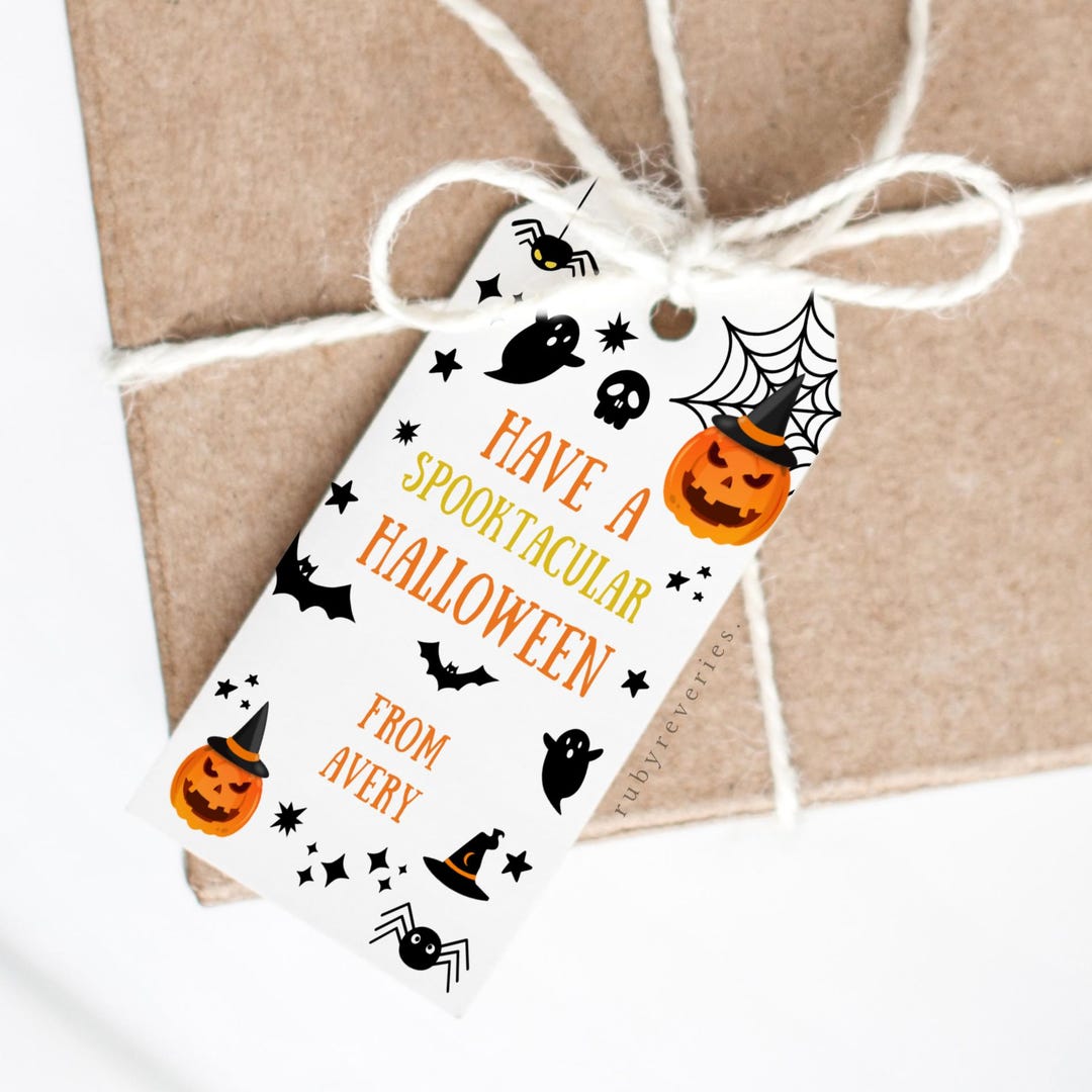 Editable Spooktacular Happy Halloween Gift Tags Template: Printable ...