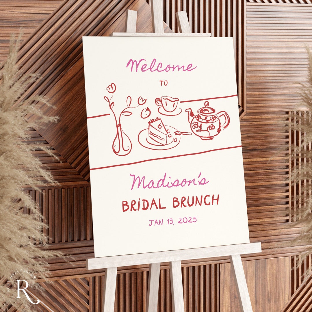 Handdrawn Brunch Welcome Sign Template (editable in Canva, Digital ...