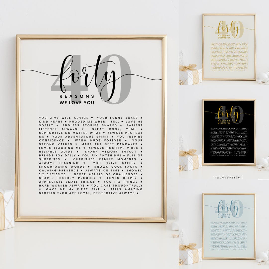 40 Things We Love About You Template, 40 Reasons We Love You Guestbook ...