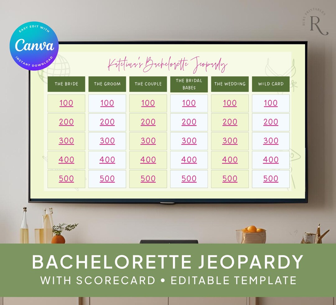 Bachelorette Jeopardy Party Games EDITABLE TEMPLATE, Bridal Jeopardy ...