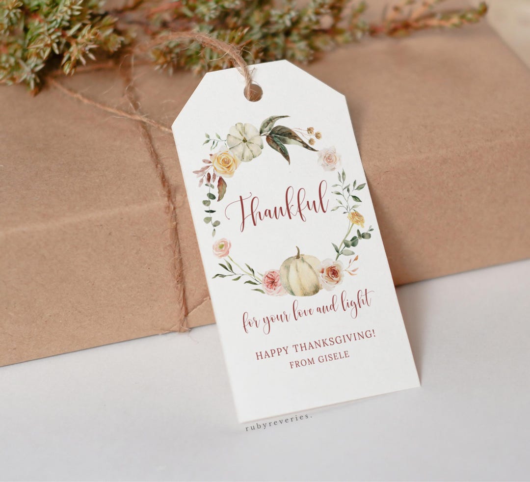 Thanksgiving Thank You Tags Editable Template, Thankful Label Gift ...