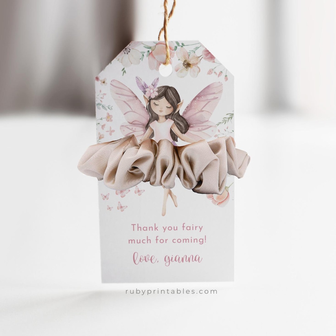 Editable Fairy Scrunchie Tag Template, Fairy First Birthday, Magical ...