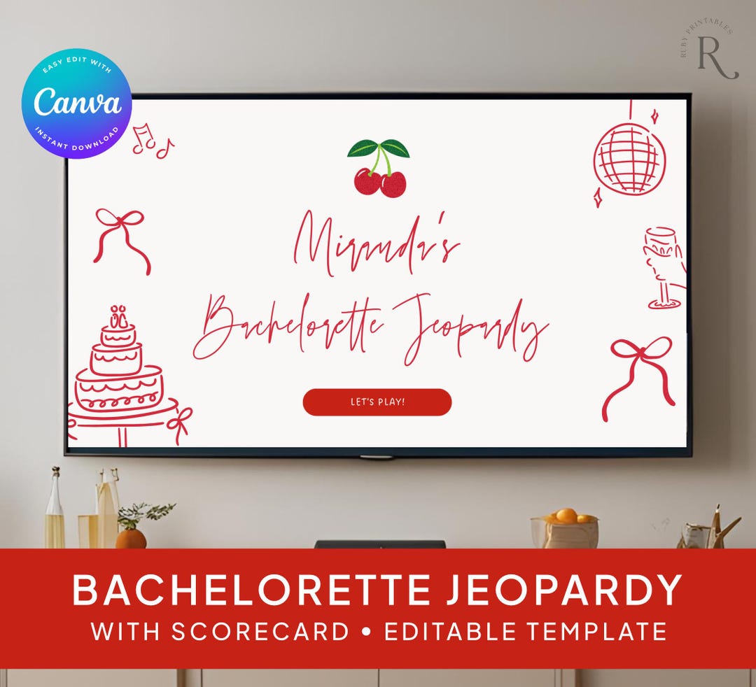Bachelorette Jeopardy Game: She's Cherry on Top Bridal Shower (editable ...
