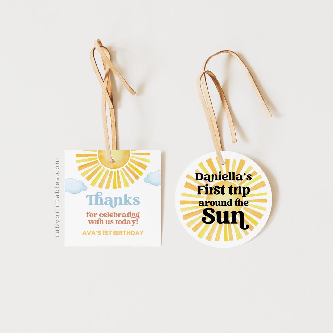 Sunshine Tag Sticker Label Template (editable in Canva, Digital ...