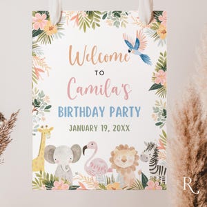 Editable Safari Animals Welcome Sign, Welcome Poster Template, Pastel ...