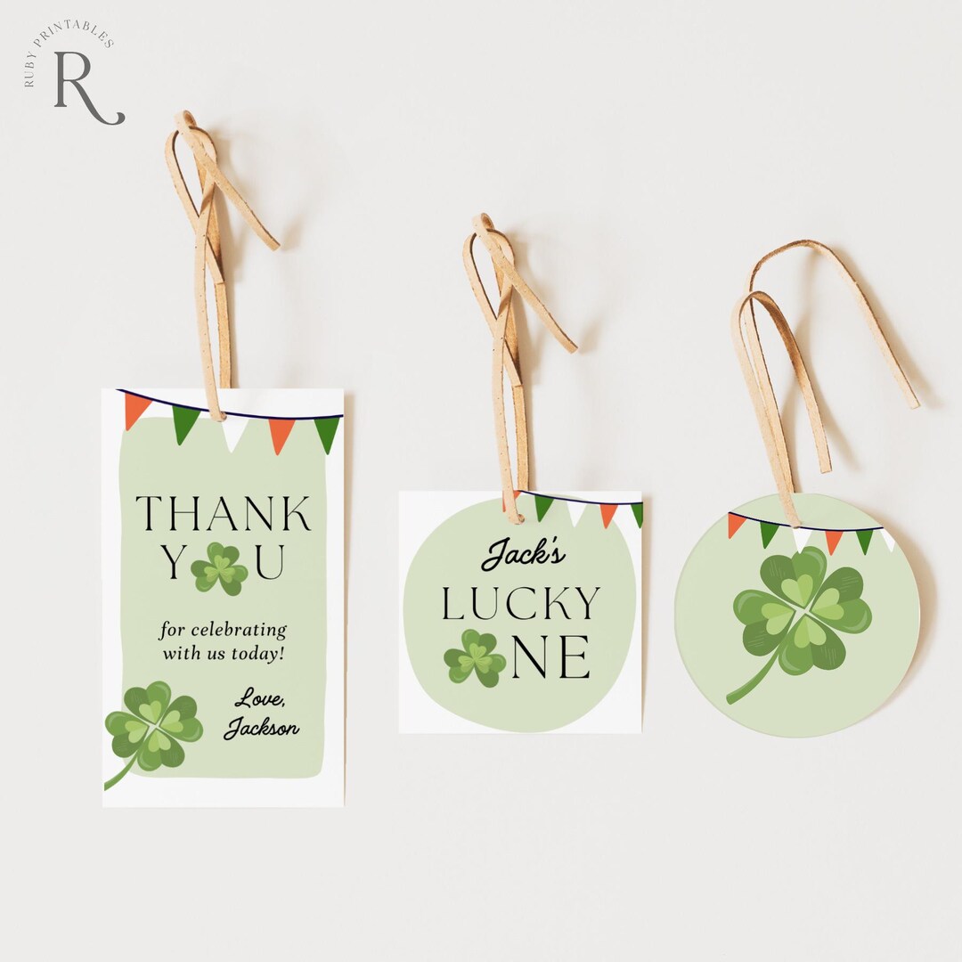Editable Lucky One Favor Tag Template, Cupcake Topper, Thank You Tag ...