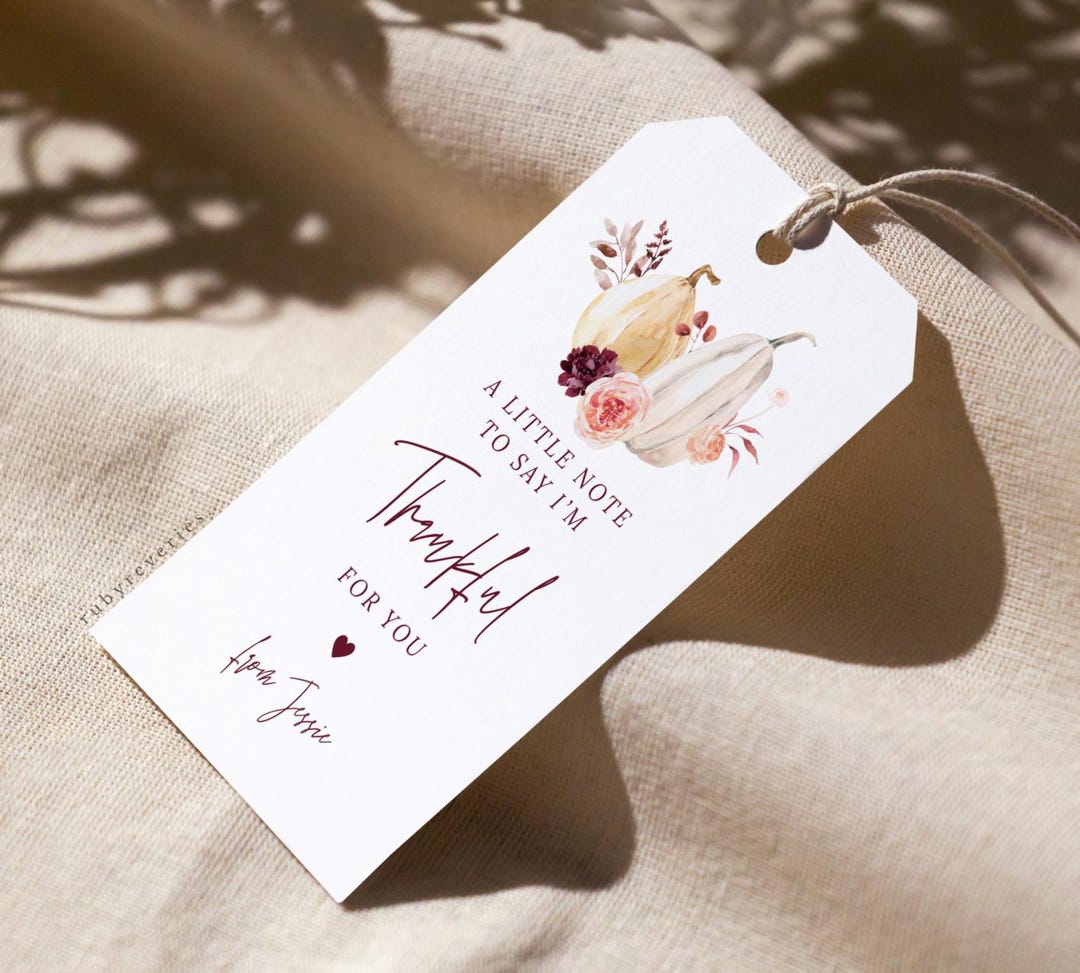 Thank You Tags Editable Template, Friendsgiving Thankful for You Label ...