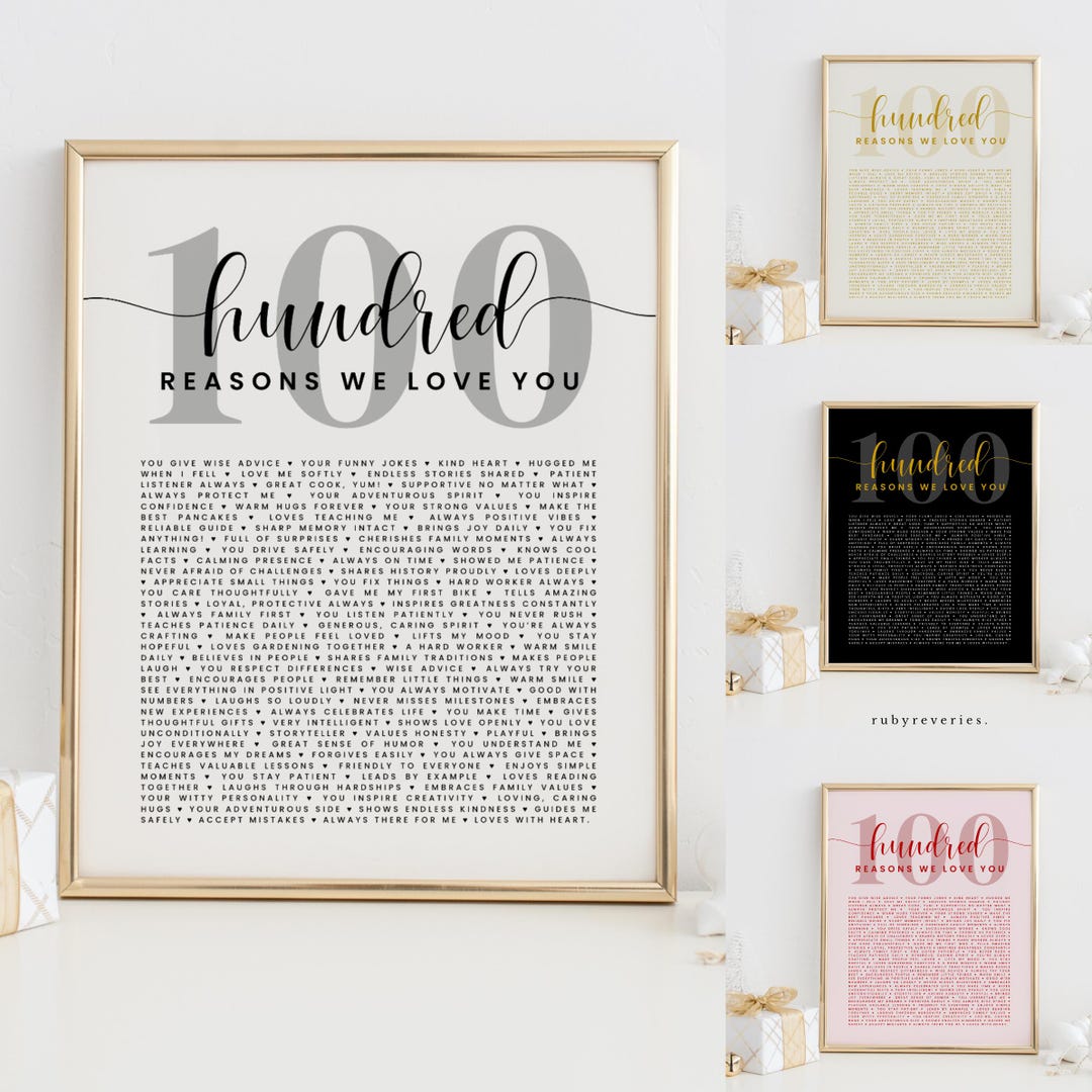 100 Things We Love About You Template, 100 Reasons We Love You, DIY ...