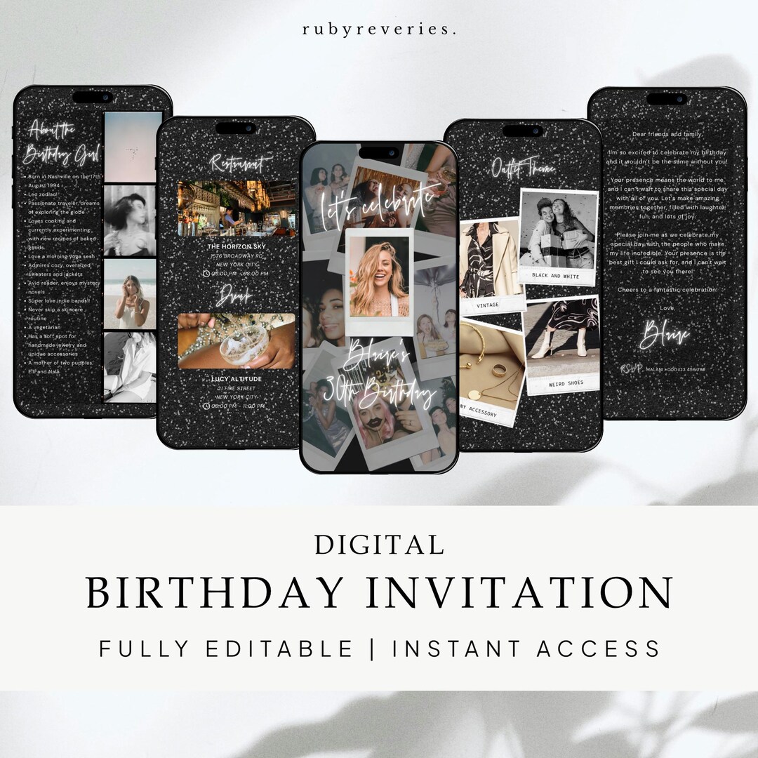Polaroid Photo Collage Birthday Invitation: Editable Canva Template ...