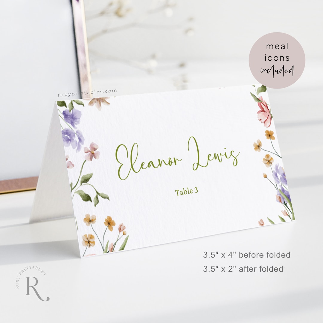 Editable Name Place Card Template, Food Labels Cards, Shower/wedding ...