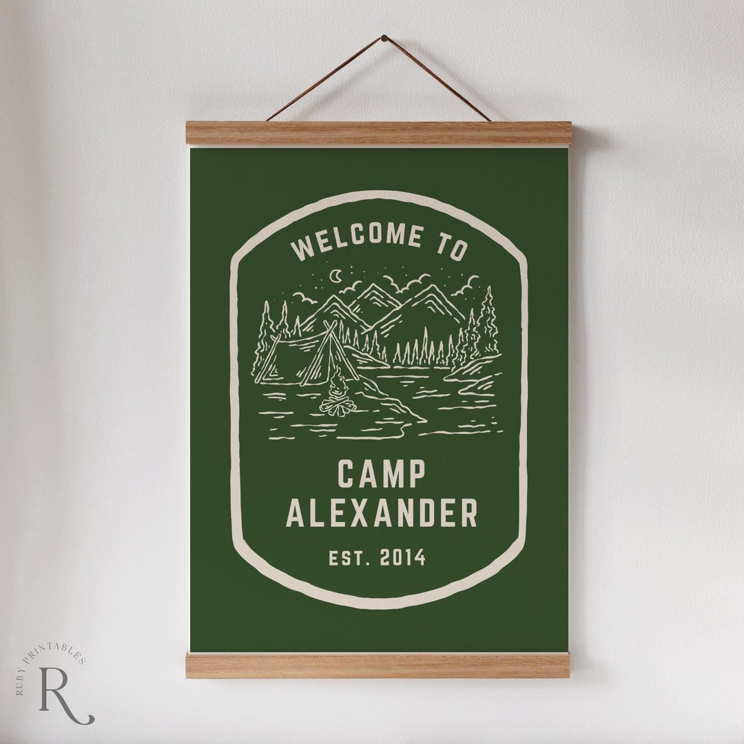 Editable Camp Welcome Sign, Camping Birthday Party Sign Template ...