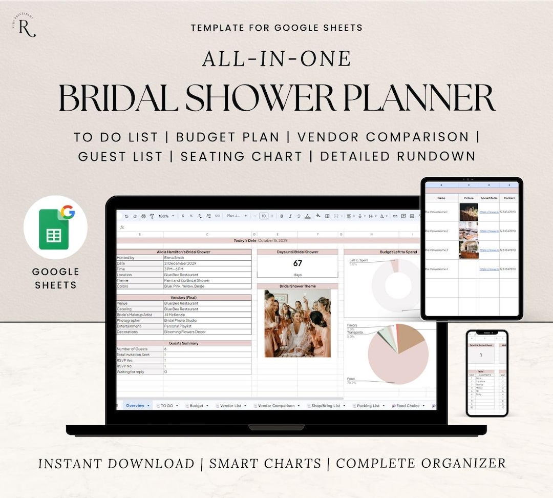 Bridal Shower Planner Template: All-in-one Google Sheets (digital ...