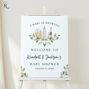 Editable Welcome Sign, Baby Shower Sign, Bubbles and Brews Before Baby ...