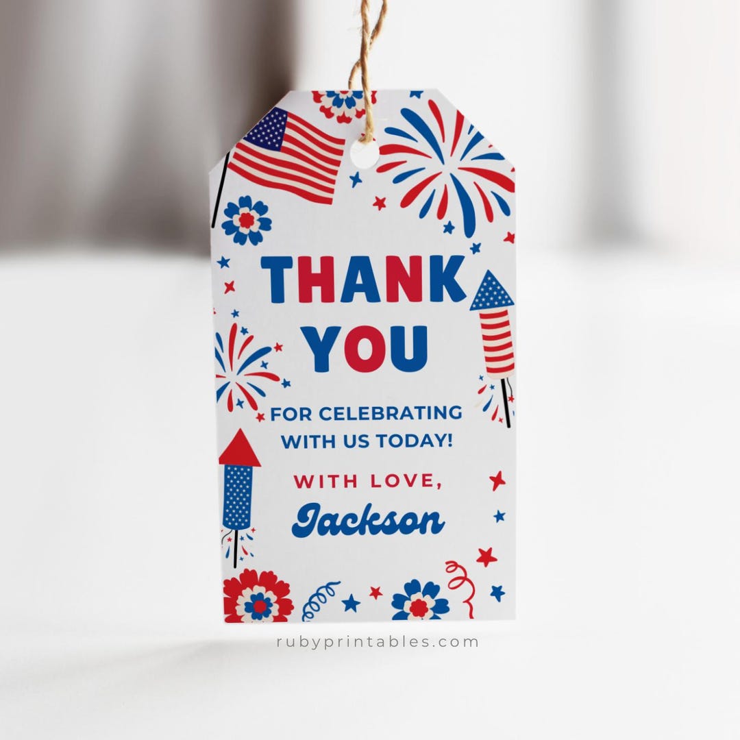 Editable Thank You Tag Template, Little Firecracker, Favor Tag ...