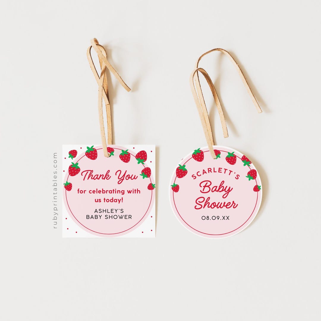 Editable Strawberry Thank You Tag: Baby Shower Favor (digital Download ...