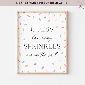 Printable Guess How Many Sprinkles Sign, Baby Shower Game, Baby ...