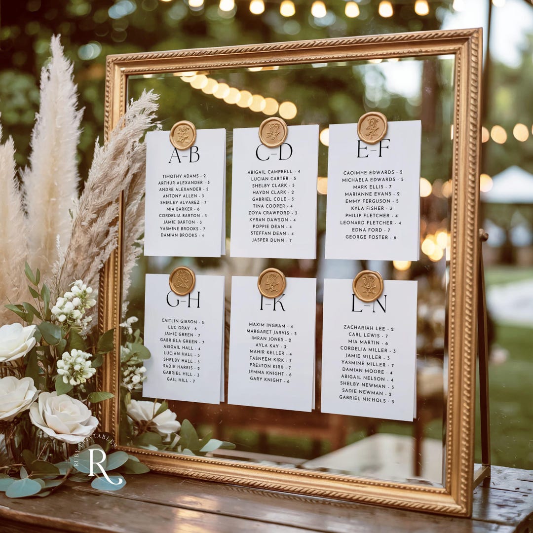 Mirror Alphabetical Seating Chart Cards Template (editable in Canva ...