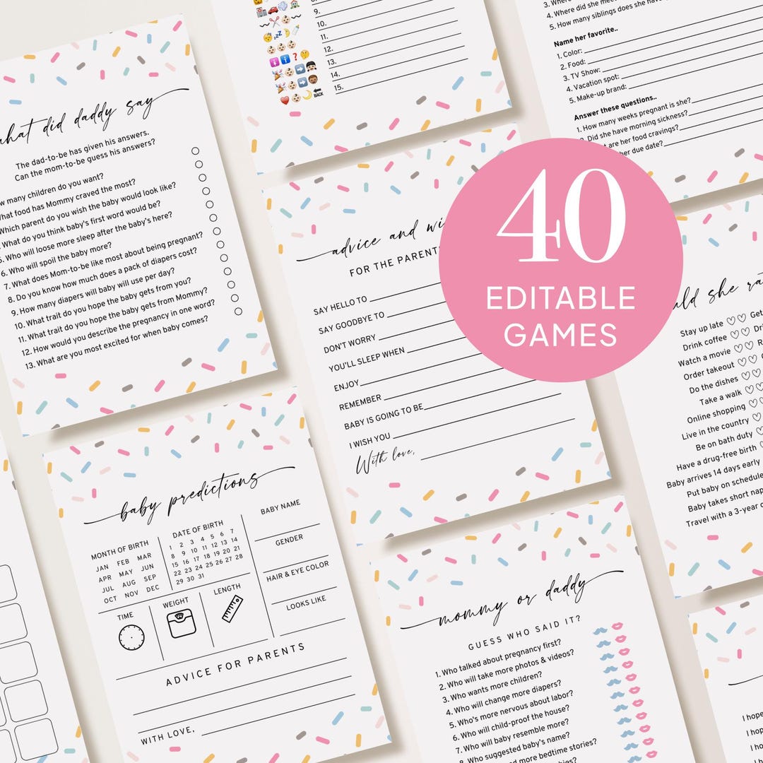 Editable Baby Shower Games Bundle, Baby Sprinkle, Fun Printable Games ...