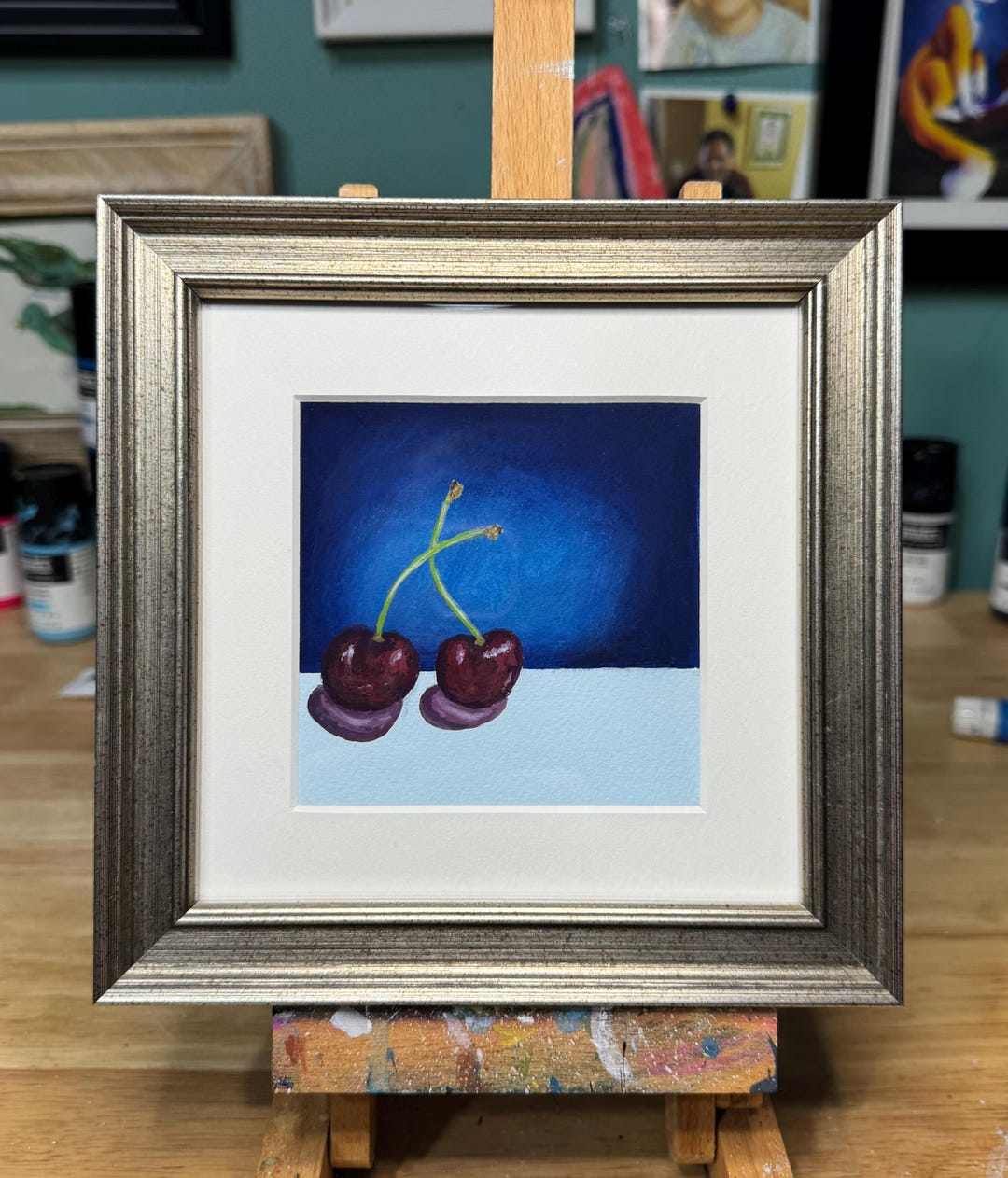 Original Cherry Acrylic Gouache Painting Framed - Etsy