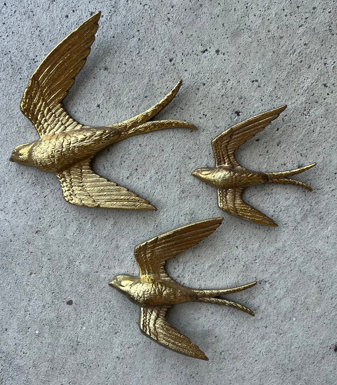 Set of 3 Vintage MCM Mid-century Modern 1984 Antique Gold HOMCO Home ...