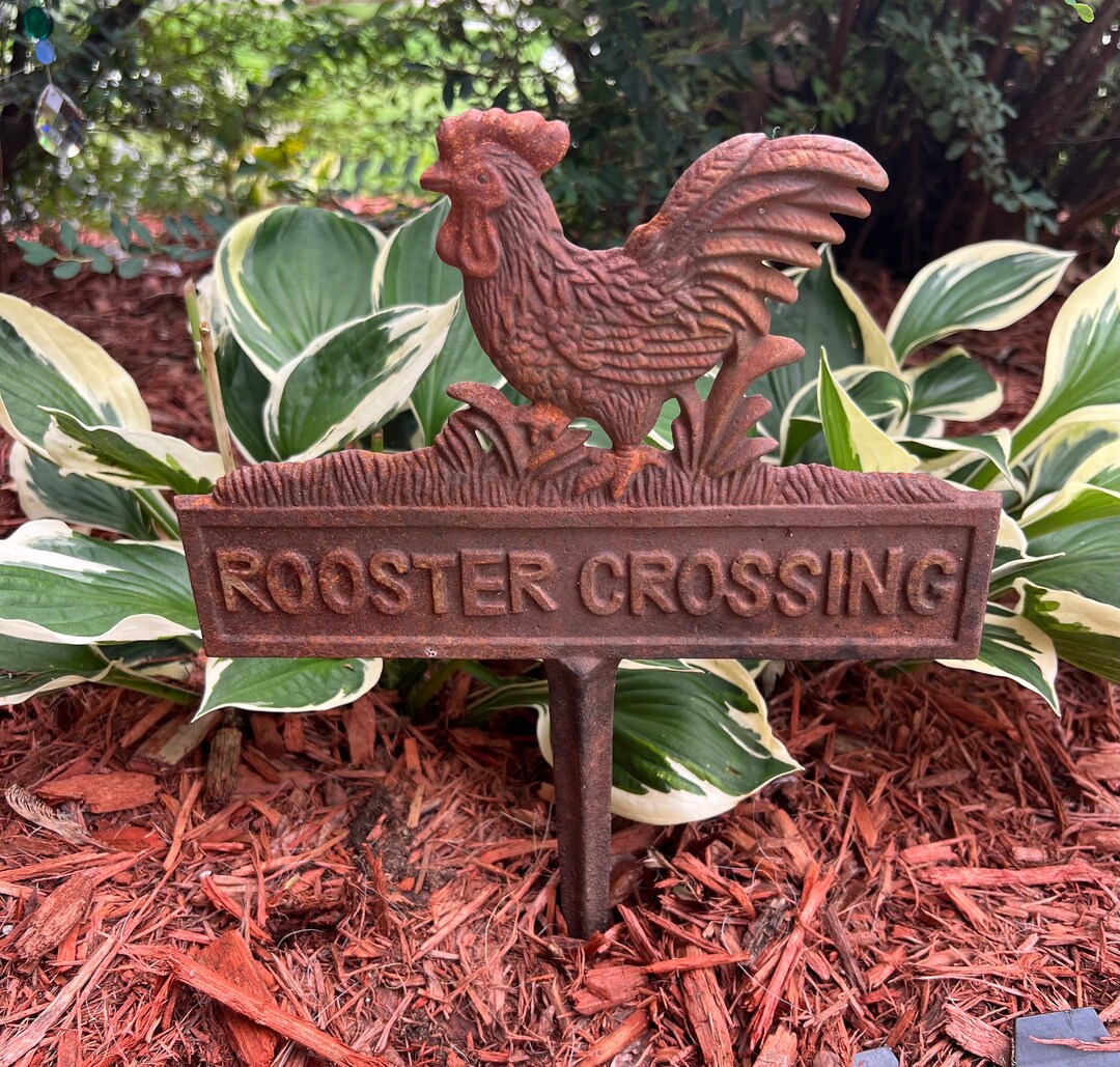 Vintage Cast Iron Rooster Crossing Barnyard Farm Sign L0923C24 - Etsy