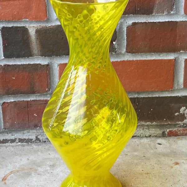 Vaseline Glass Vase - Etsy