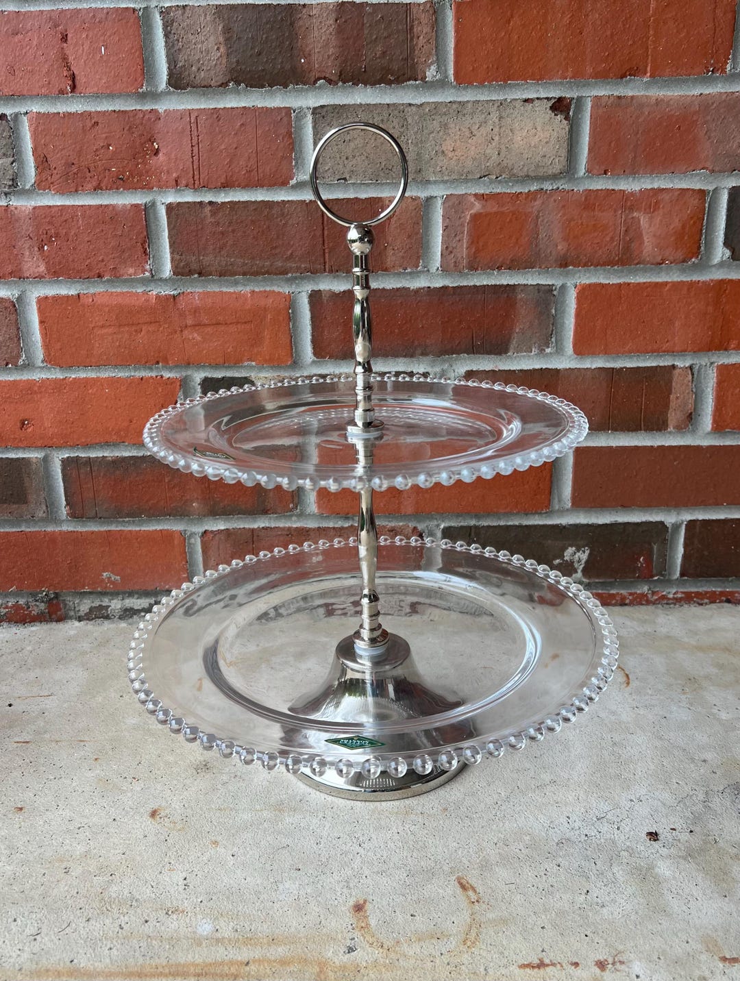 Vintage Godinger Shannon Chesterfield Beaded Rim Two Tier Crystal ...