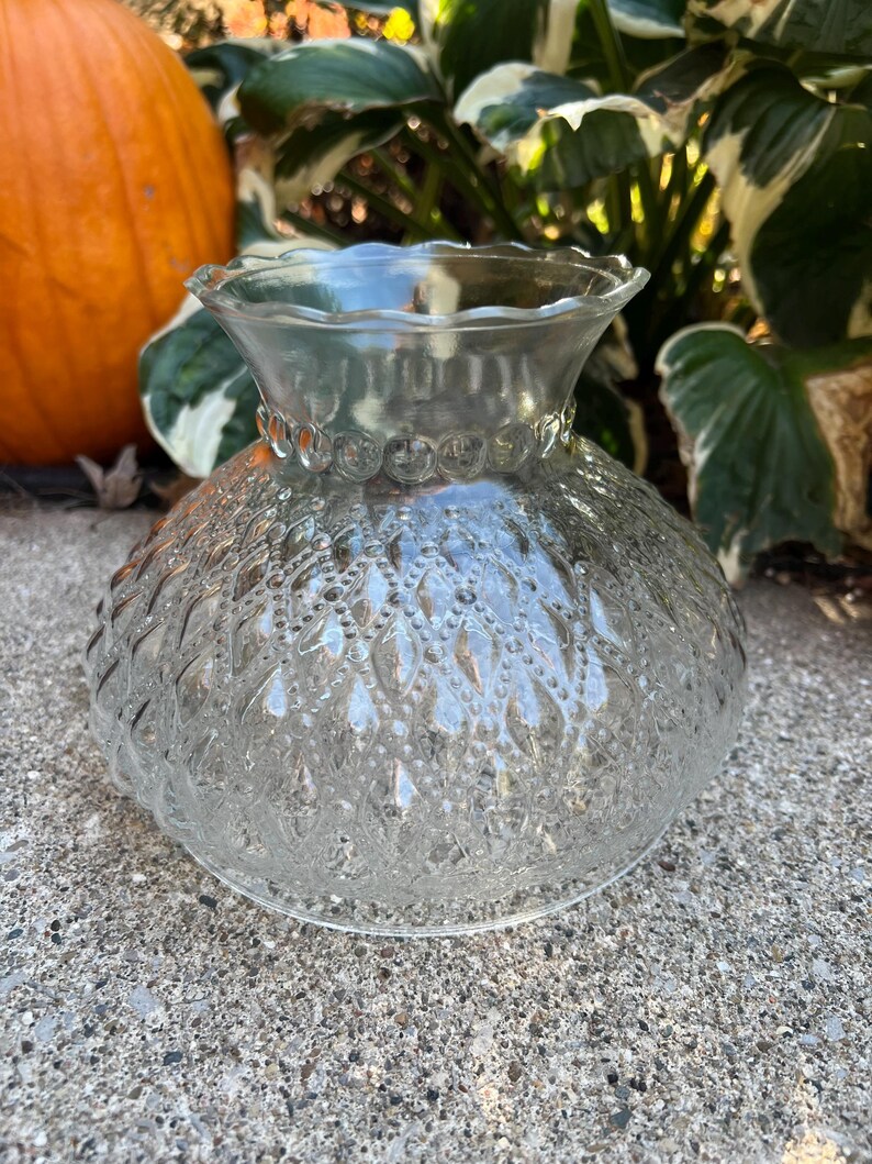 Vintage Diamond Quilted Clear Glass Lamp Shade 6 1/2" Fitter - Etsy