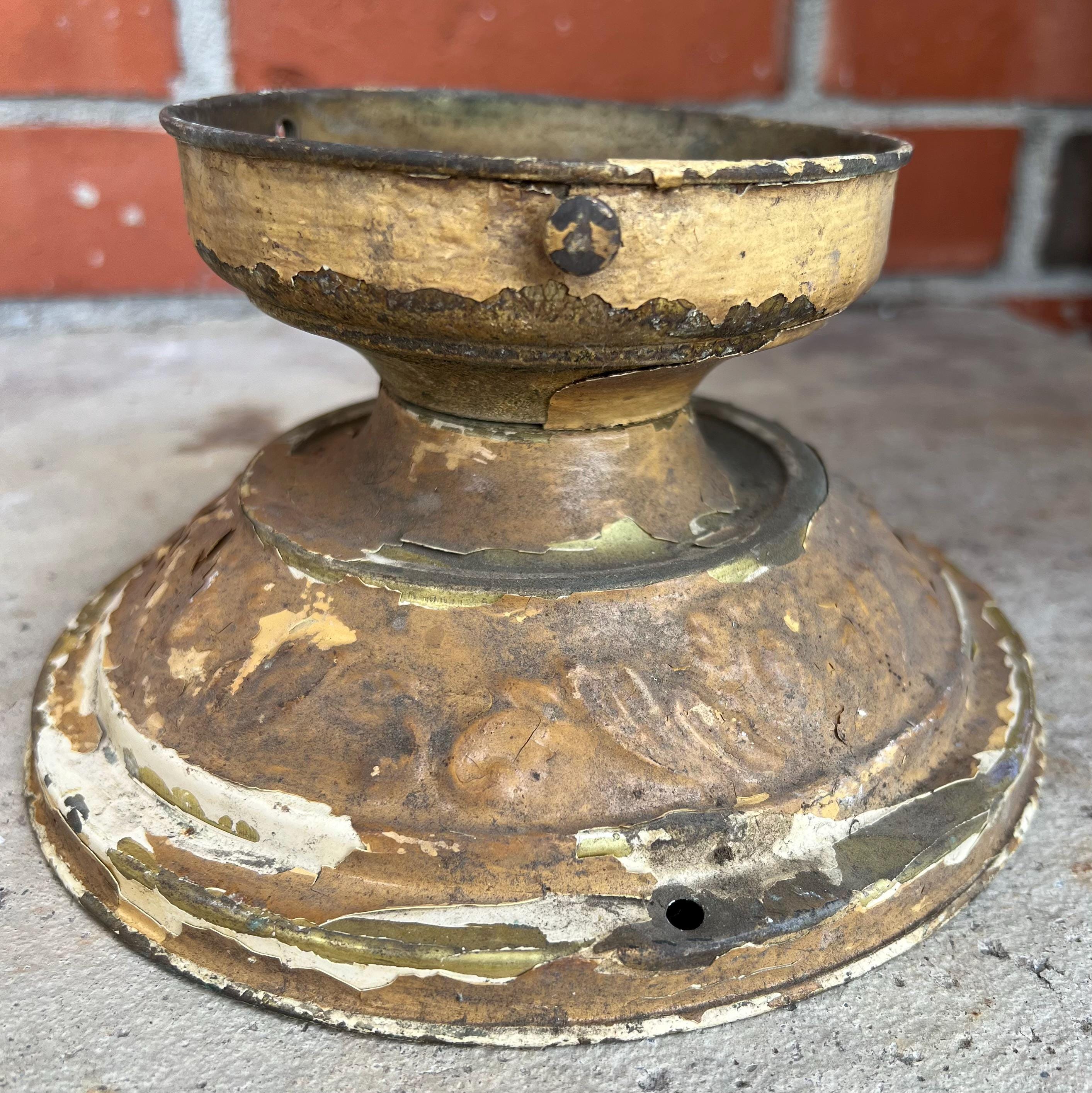 Antique 1920’s Art Deco Brass Fancy Flush Mount Ceiling Light Fixture ...