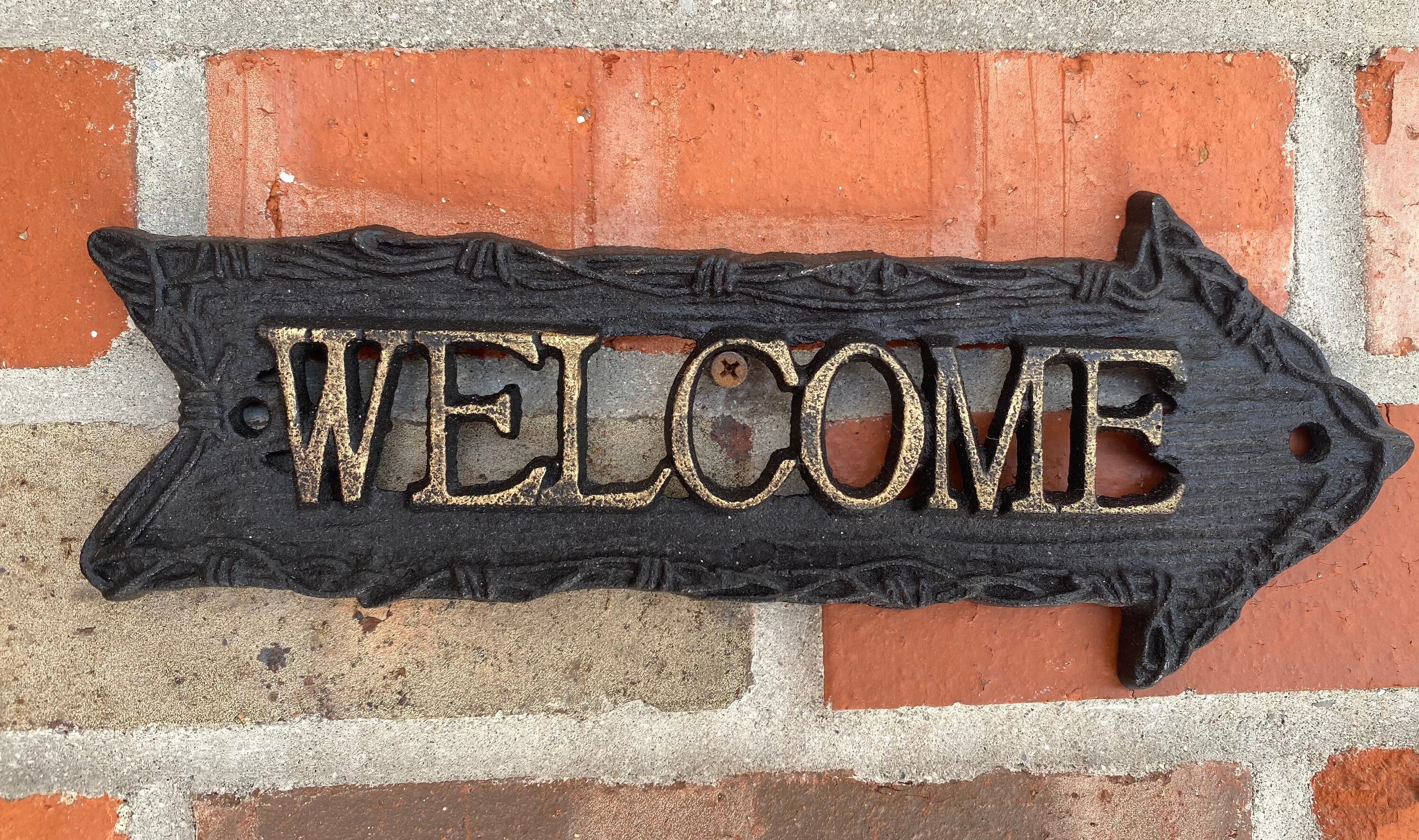 Vintage Cast Iron Welcome Arrow Sign L0321C16 - Etsy Singapore