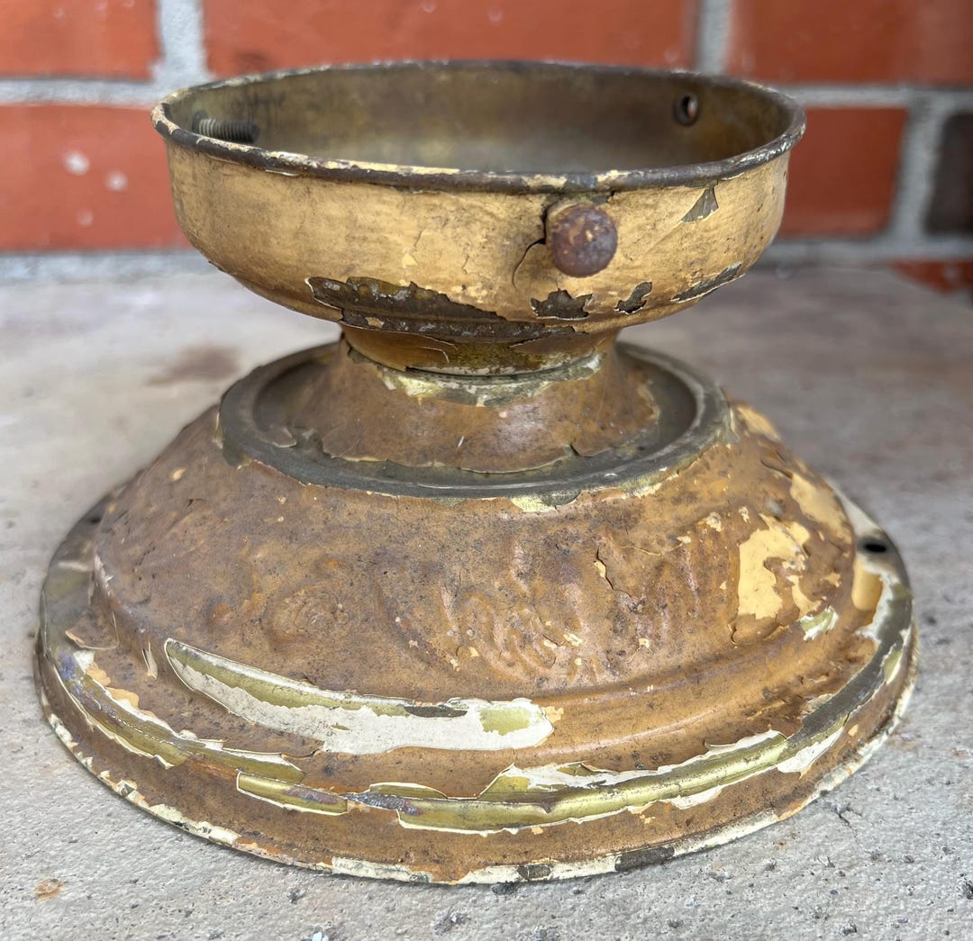 Antique 1920’s Art Deco Brass Fancy Flush Mount Ceiling Light Fixture ...